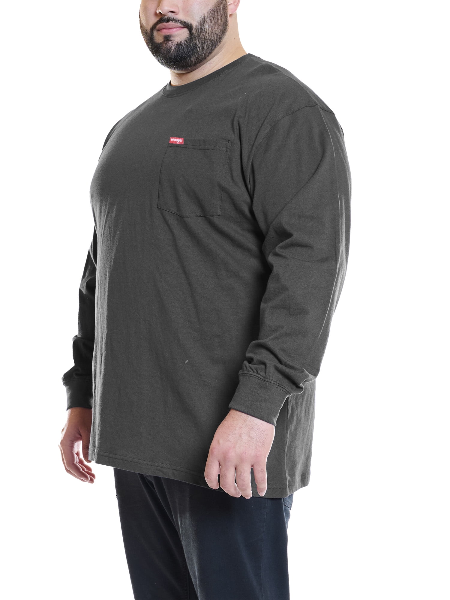 Wrangler Men’s Big and Tall Cotton Pocket Tee with Long Sleeves, Sizes ...