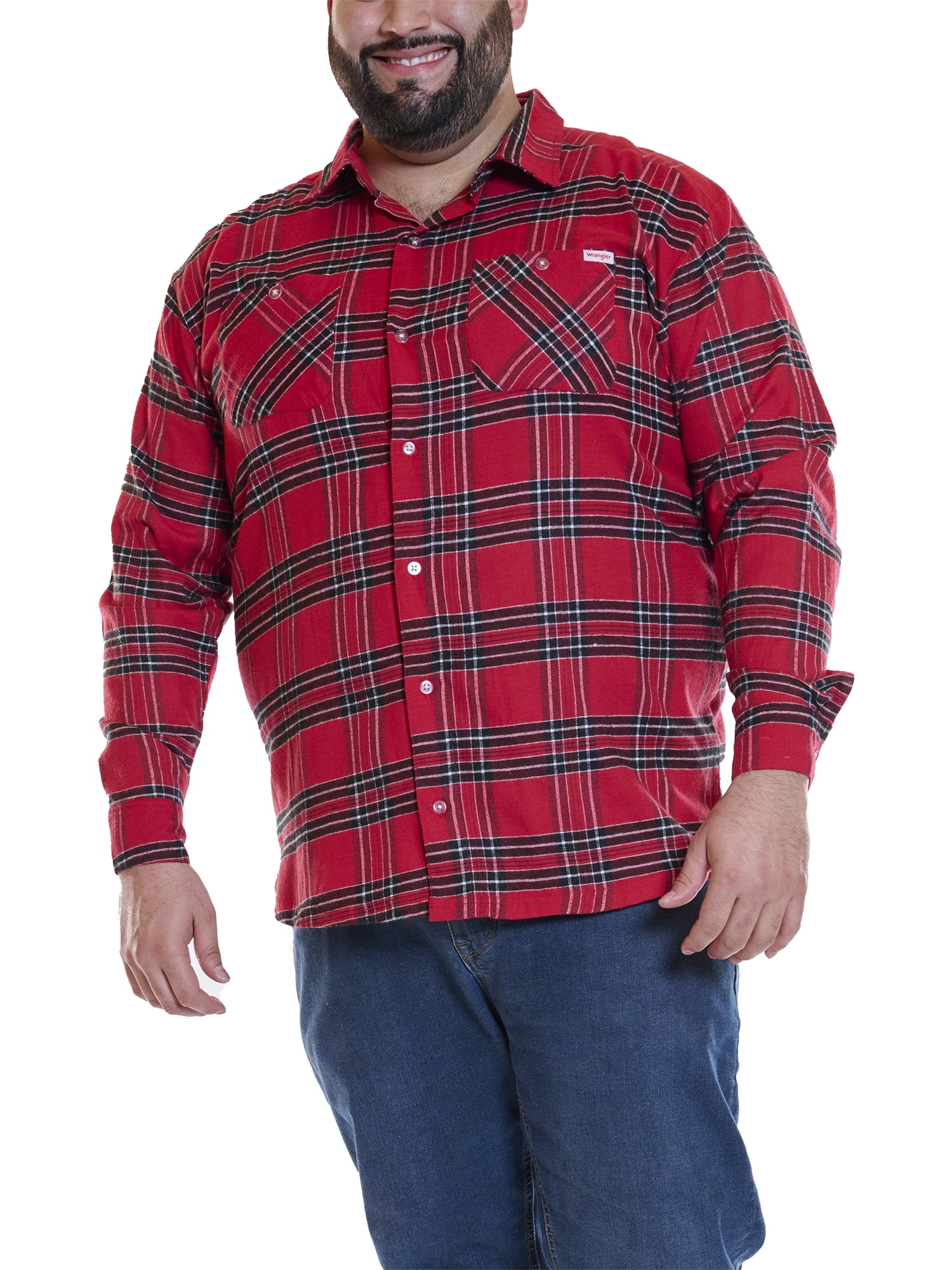 Wrangler Men's Big and Tall Plaid Flannel Shirt, Big Size Up To 6XL And ...