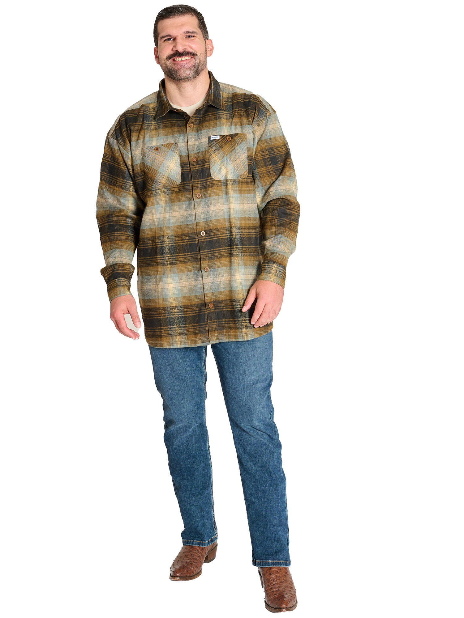 Wrangler Men's Big and Tall Plaid Flannel Shirt ,Big Size Up To 6XL And ...