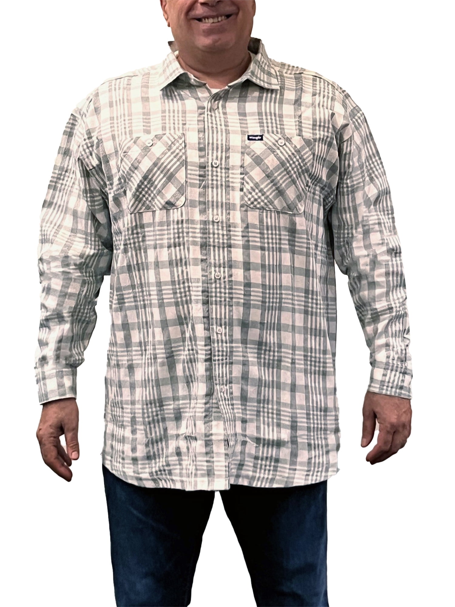 Wrangler Men's Big and Tall Plaid Flannel Shirt, Big Size Up To 6XL And ...
