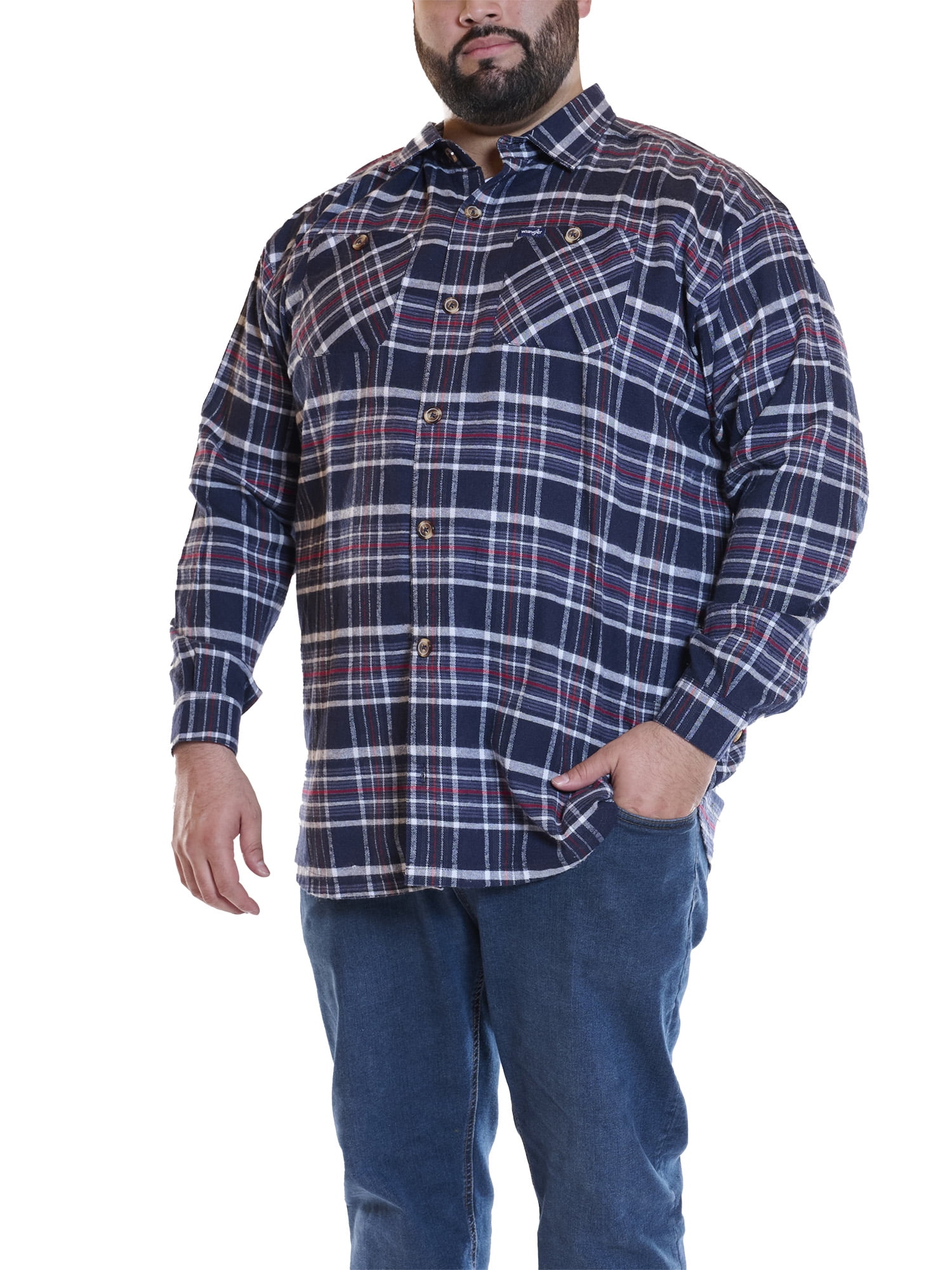 Wrangler men's Big & Tall Plaid Flannel Shirt - 6XL, 4XT - Walmart.com