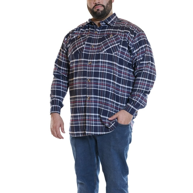 Wrangler Men's Big and Tall Plaid Flannel Shirt, Big Size Up To 6XL And ...
