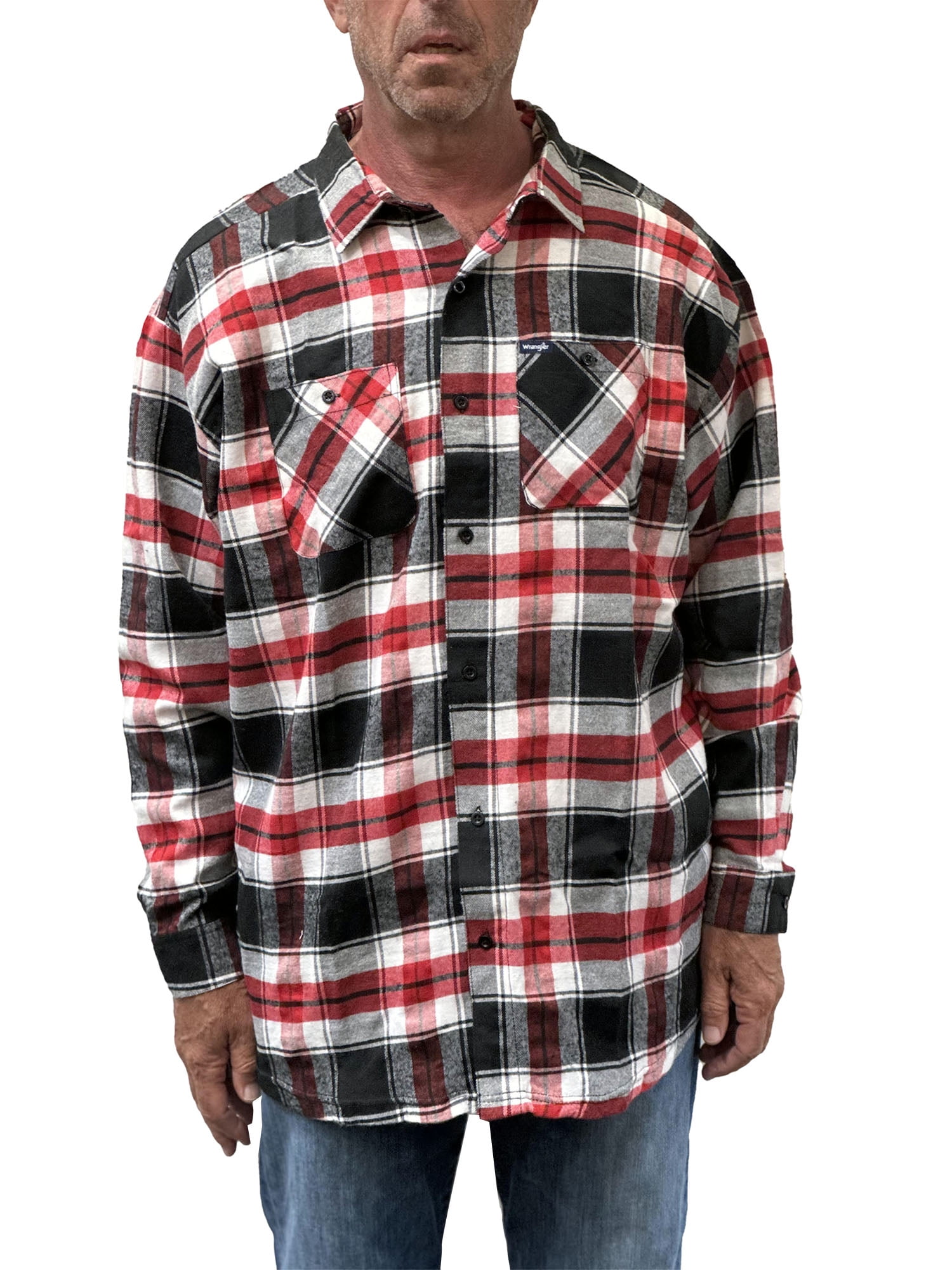 Wrangler Men's Big and Tall Plaid Flannel Shirt, Big Size Up To 6XL And ...