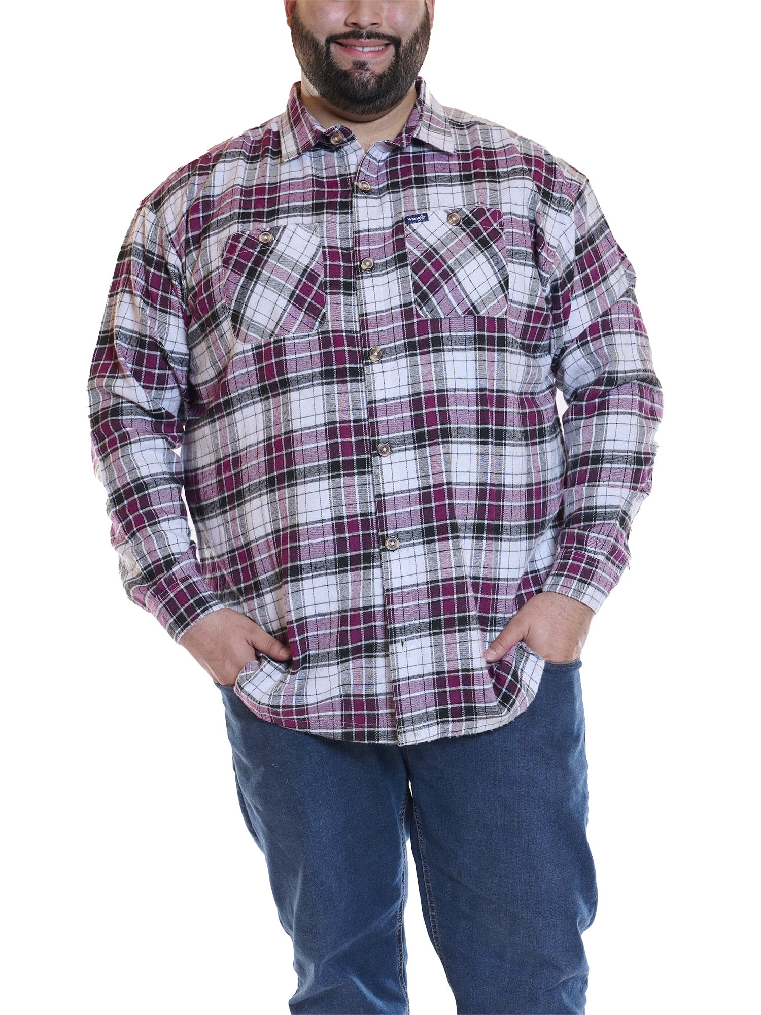 Wrangler Men's Big and Tall Plaid Flannel Shirt, Big Size Up To 6XL And ...