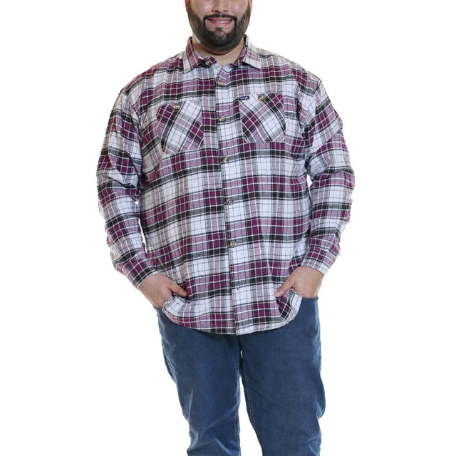 Wrangler Men's Big and Tall Plaid Flannel Shirt, Big Size Up To 6XL And ...
