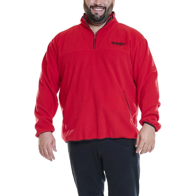Wrangler Men's Big and Tall Quarter Zip Polar Fleece Pullover, Big size ...