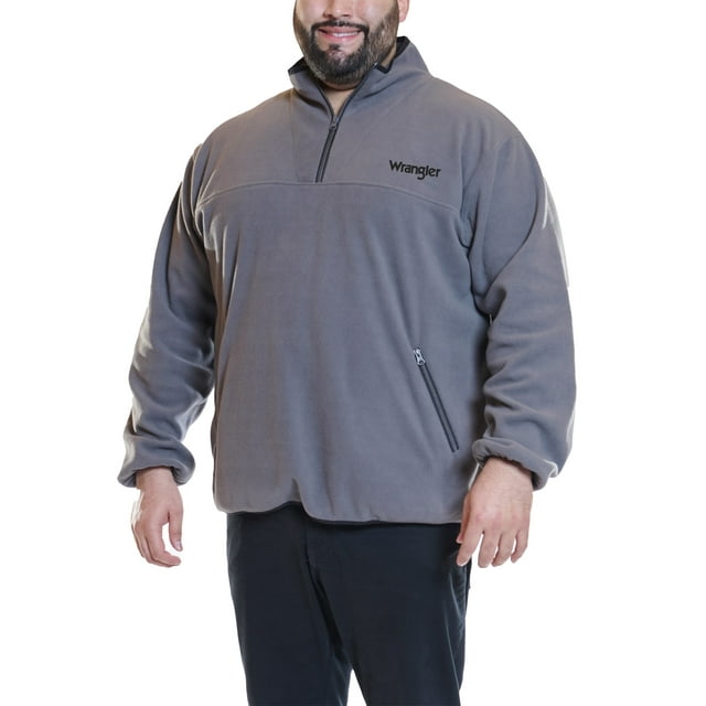 Wrangler Men's Big and Tall Quarter Zip Polar Fleece Pullover, Big size ...