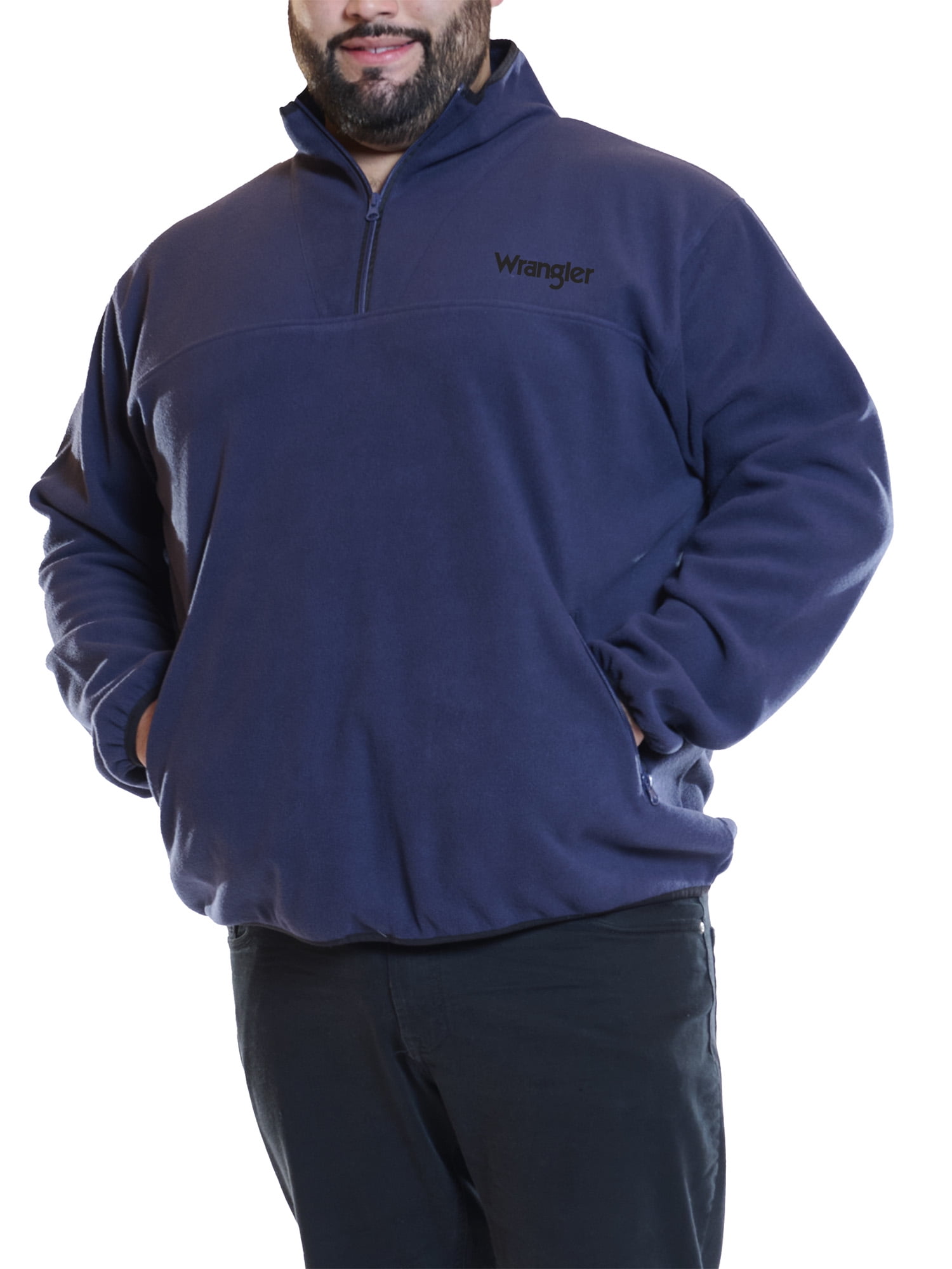 Wrangler Men's Big and Tall Quarter Zip Polar Fleece Pullover, Big size ...