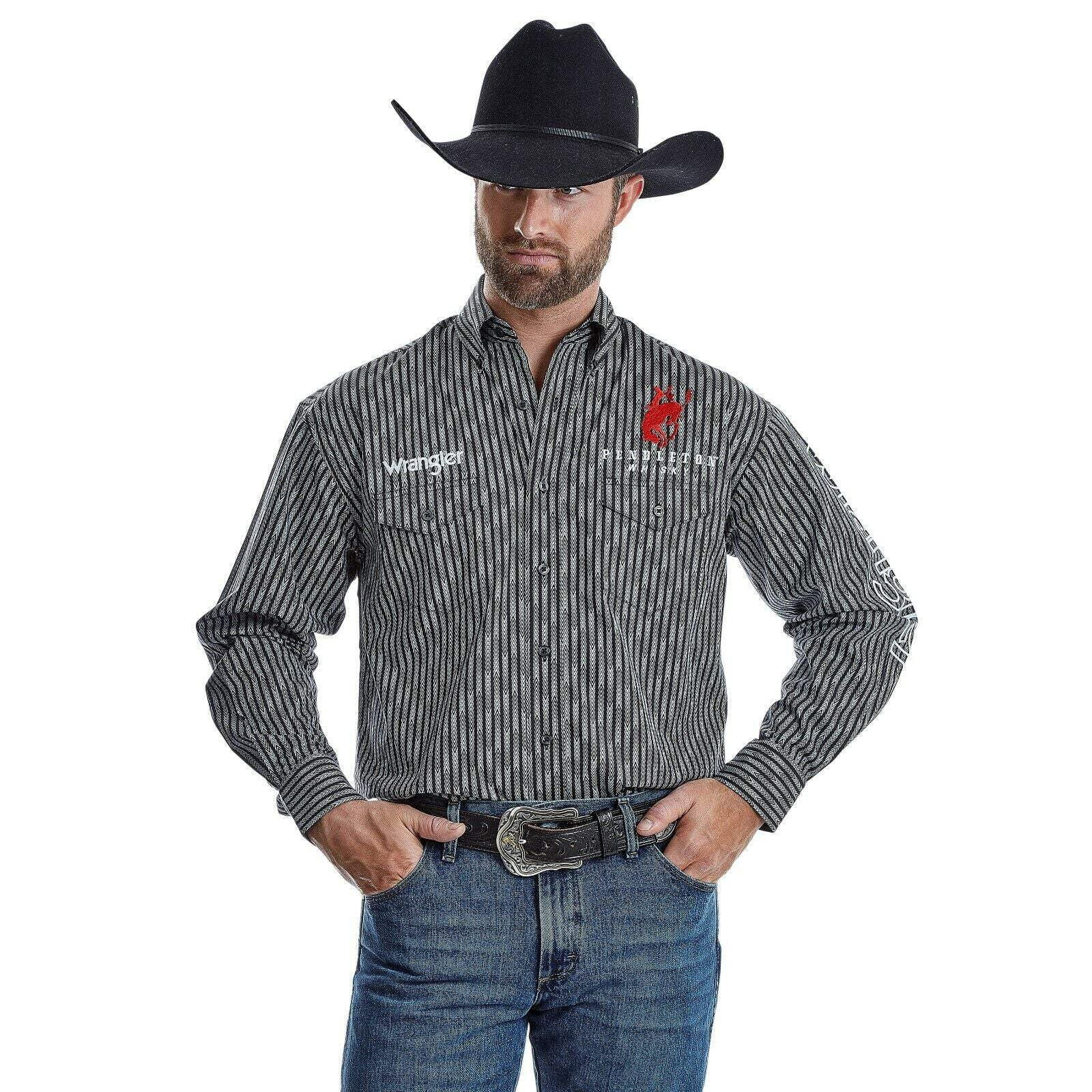 Wrangler Men's Black Grey Pendleton Whisky Button Down Shirt MP2348M ...