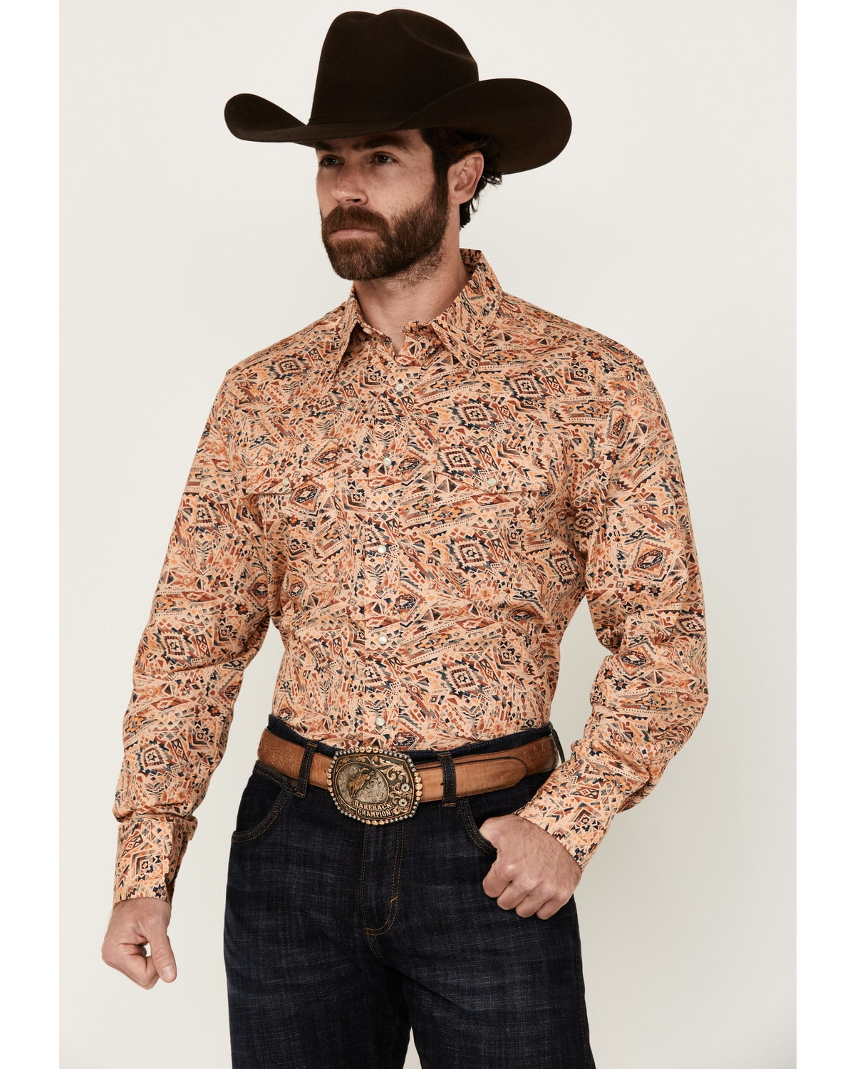 Wrangler Men's Checotah Print Long Sleeve Snap Western Shirt ...