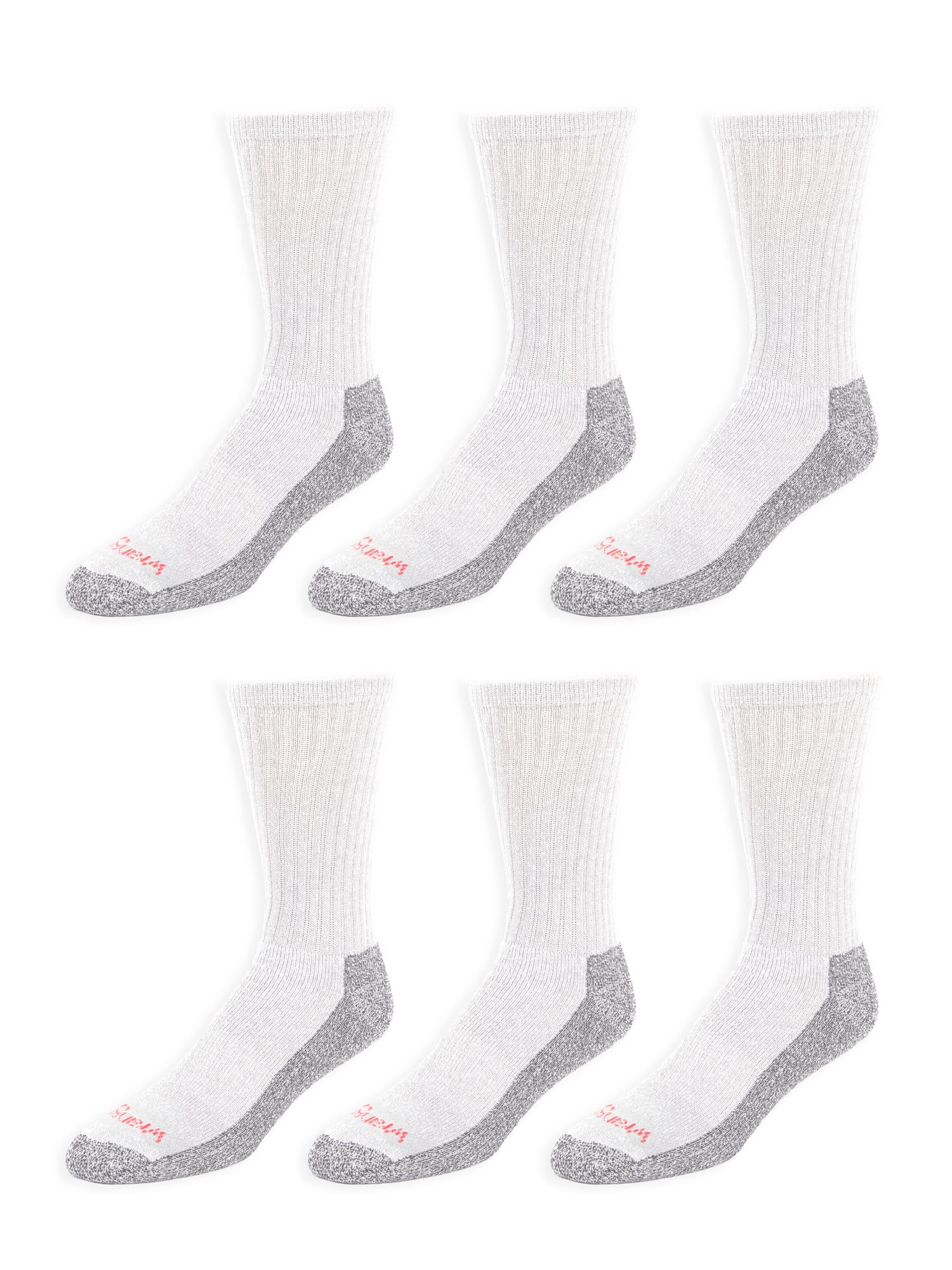 Wrangler Men's Cushion Crew Socks, Large Work Socks for Men, White, 6 ...