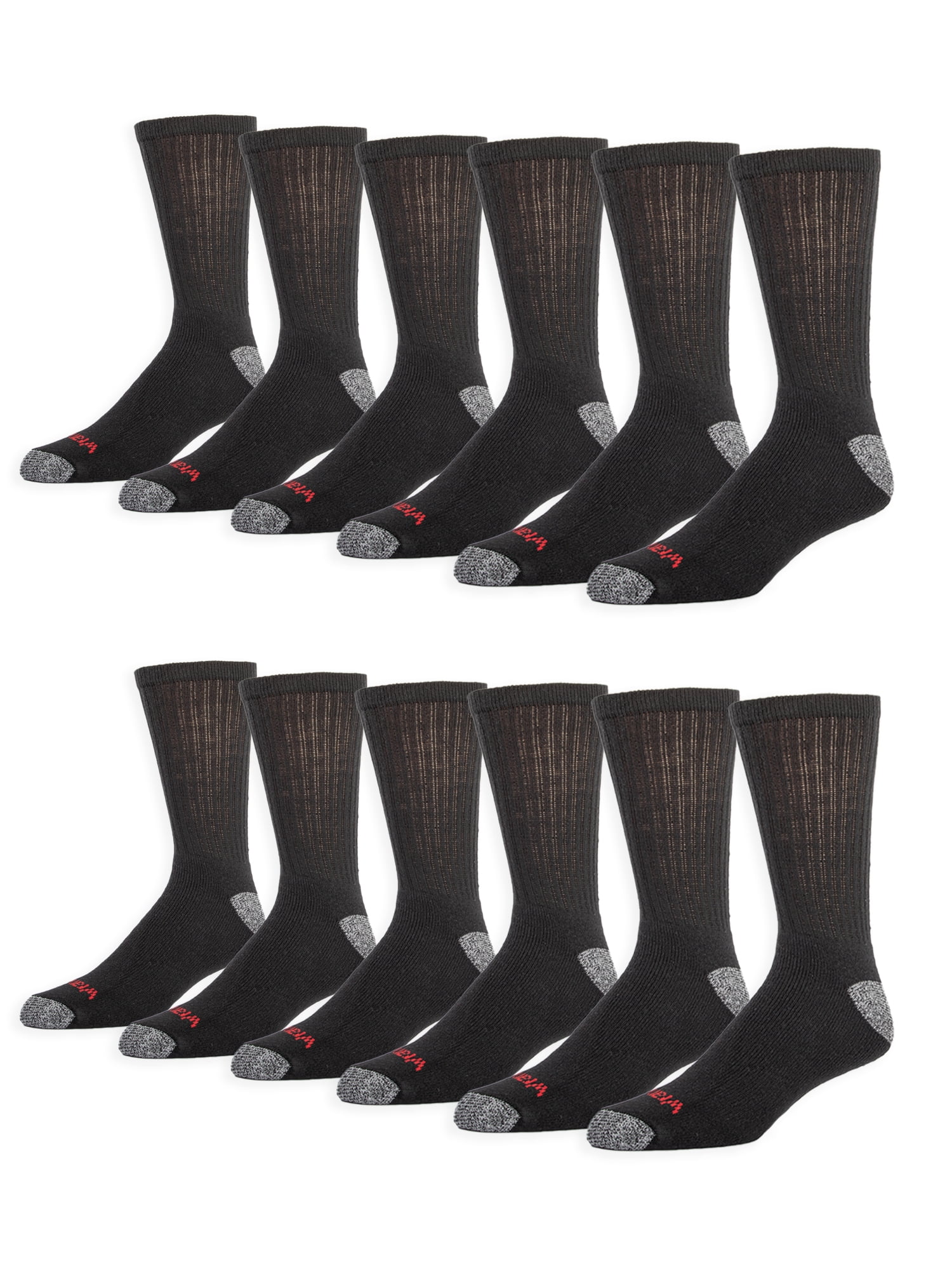 Wrangler Men's Cushion Crew Socks, Work Socks for Men, Black, 12 Pack ...