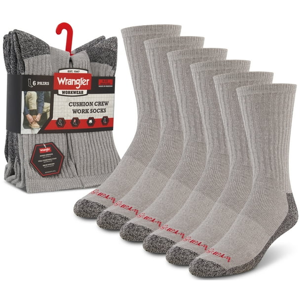 Wrangler Men's Cushion Crew Works Socks, 6 pack - Walmart Business Supplies