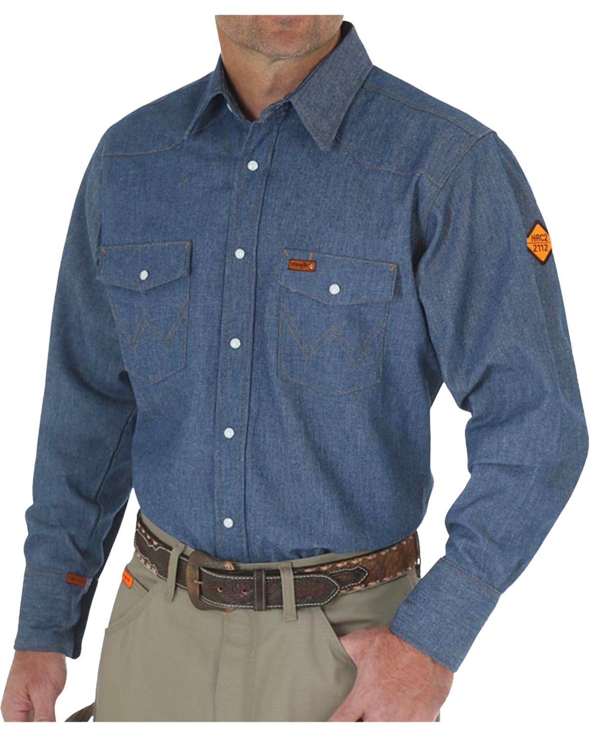 Wrangler Men's Fr Long Sleeve Snap Western Work Shirt Big Blue 3X ...