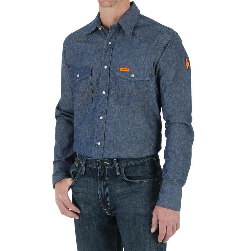 Wrangler Men's Fr Long Sleeve Snap Western Work Shirt Tall - 10FR12127 ...
