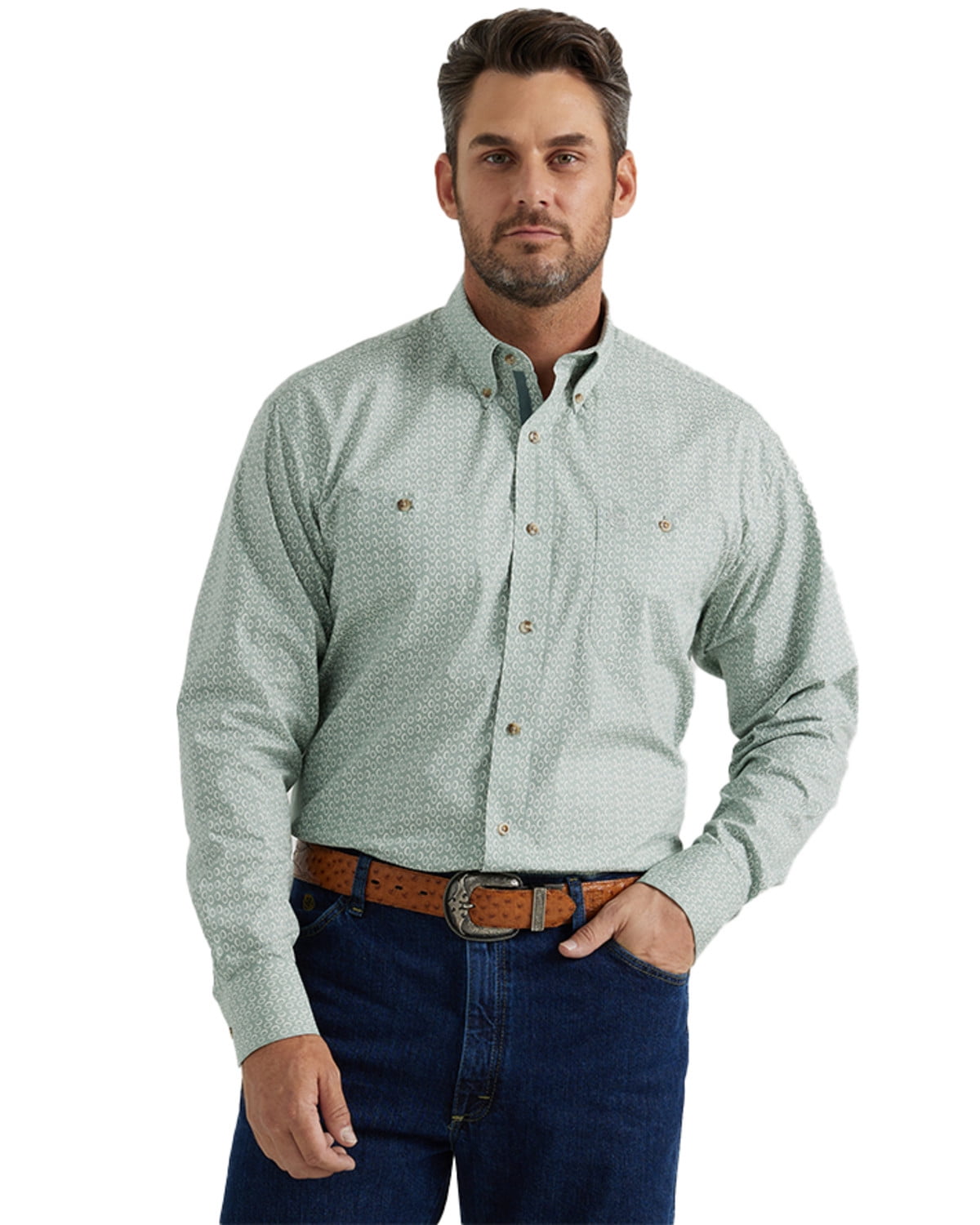 Wrangler Men's George Strait By Geo Print Long Sleeve Button-Down ...