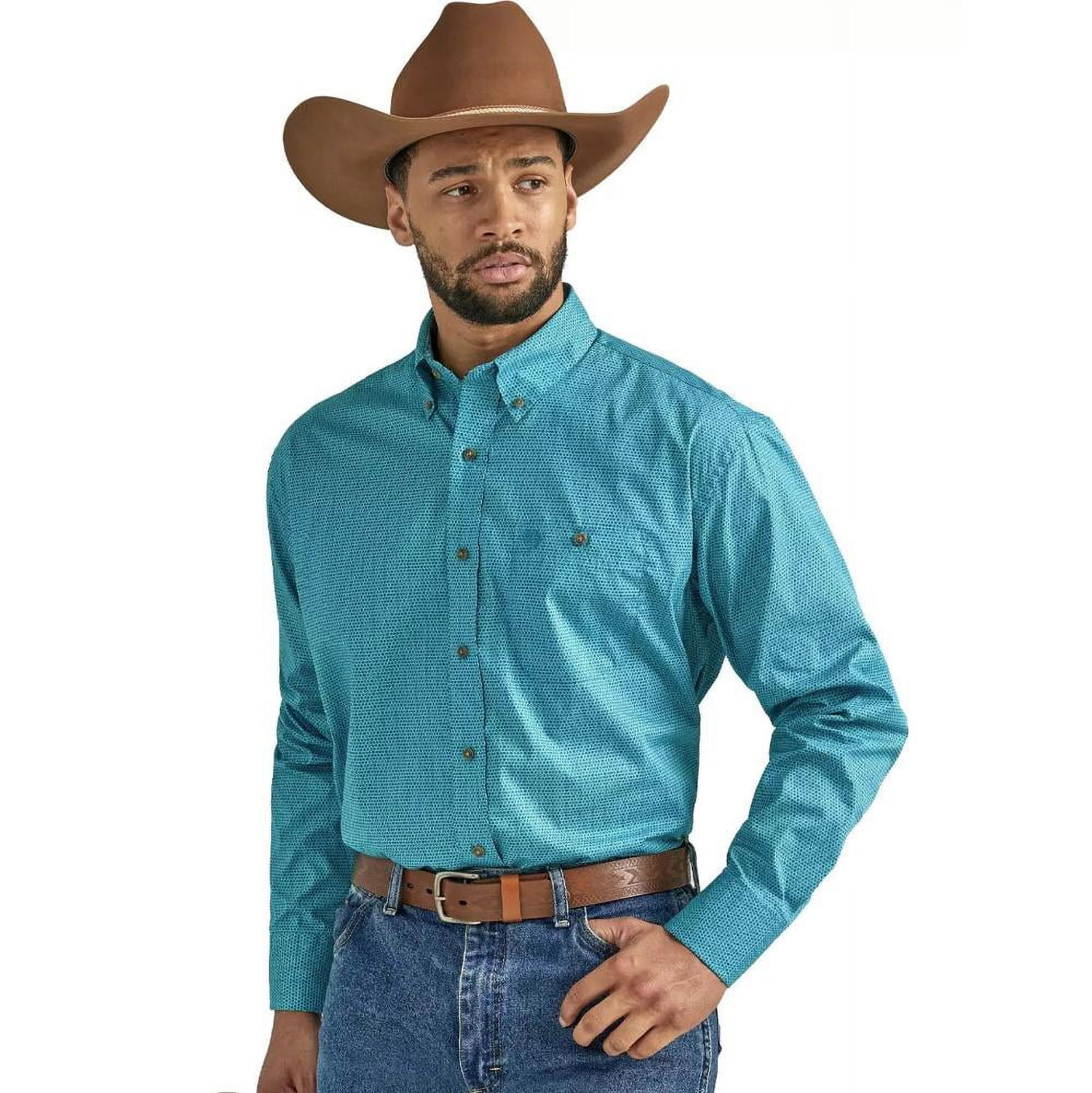 Wrangler George Strait Turquoise Print - Mens Shirt - 112338088 ...