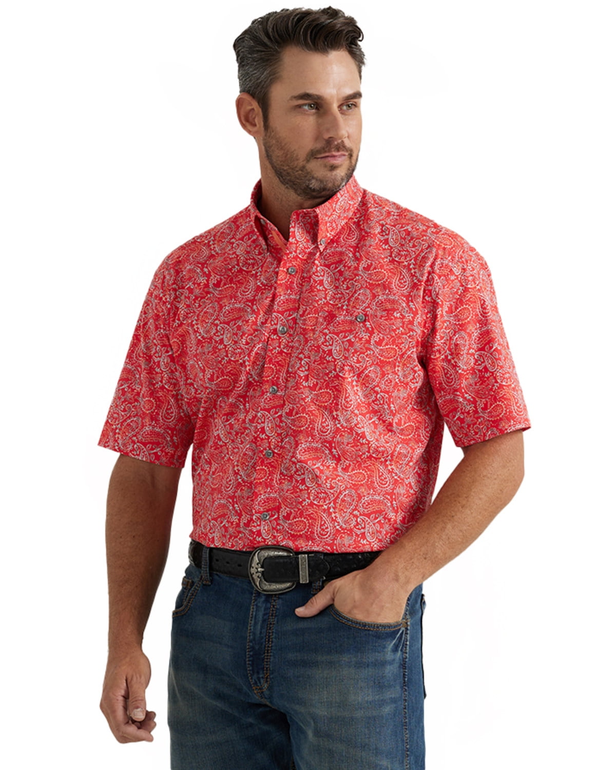 Wrangler Men's George Strait By Paisley Print Short Sleeve Button-Down ...