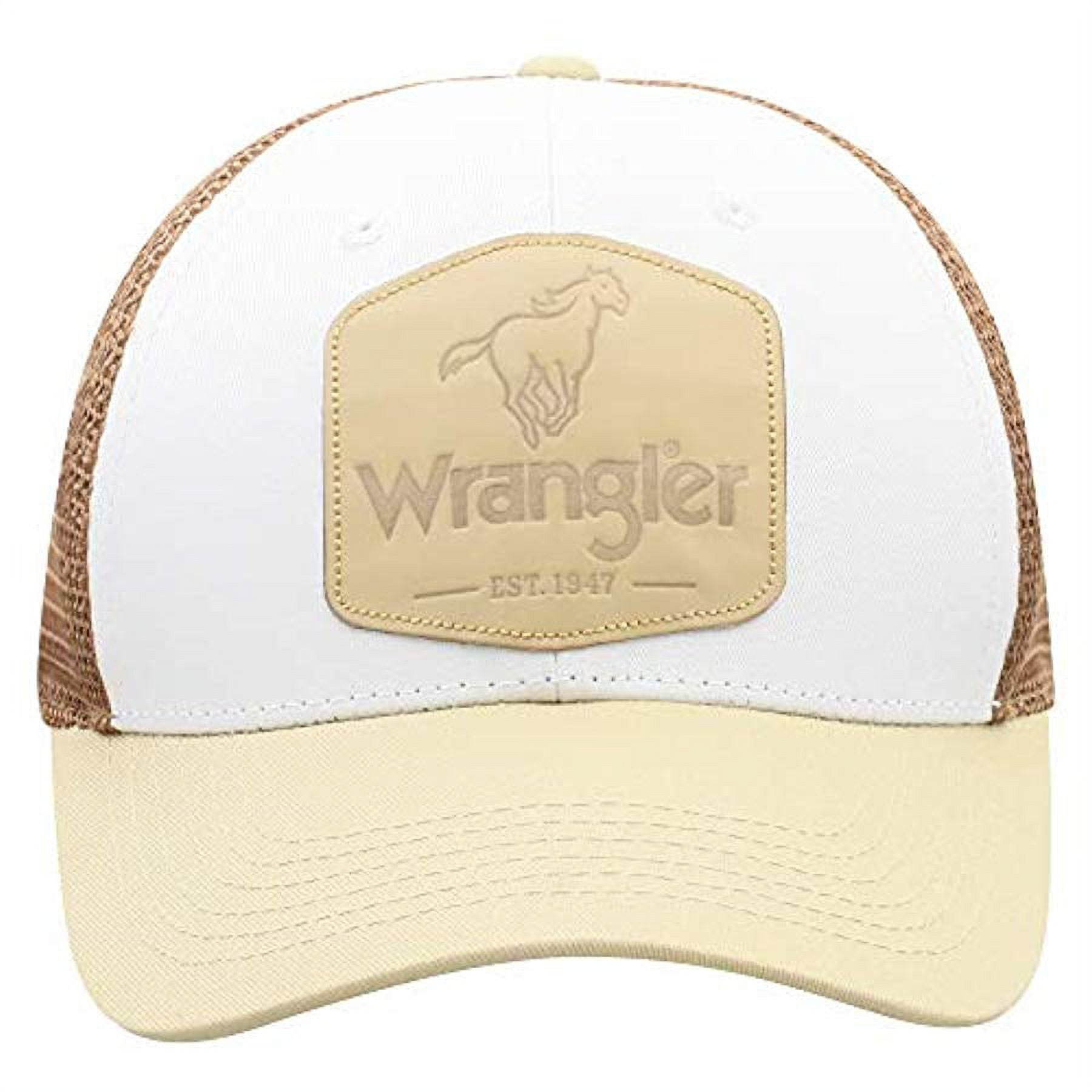Wrangler Men's Leather Horse Patch Mesh Back Trucker Cap - Walmart.com