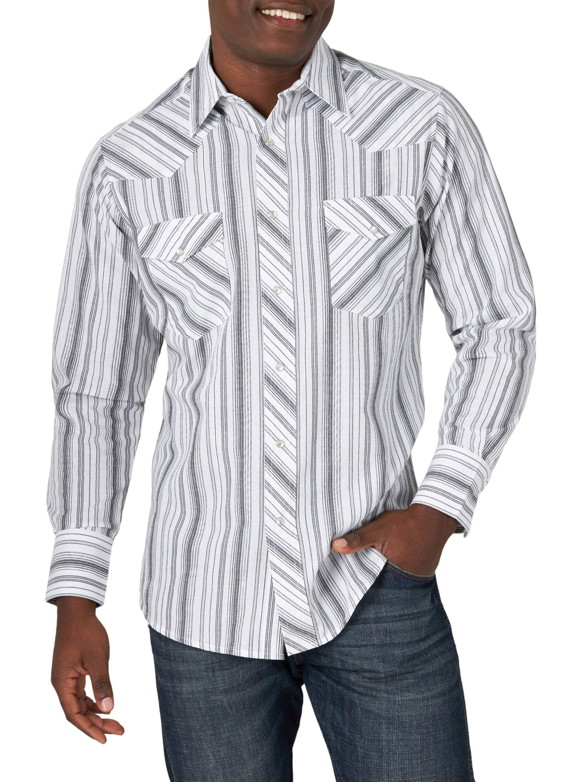 Wrangler Men's Long Sleeve 2 Pocket Western Shirt - Walmart.com