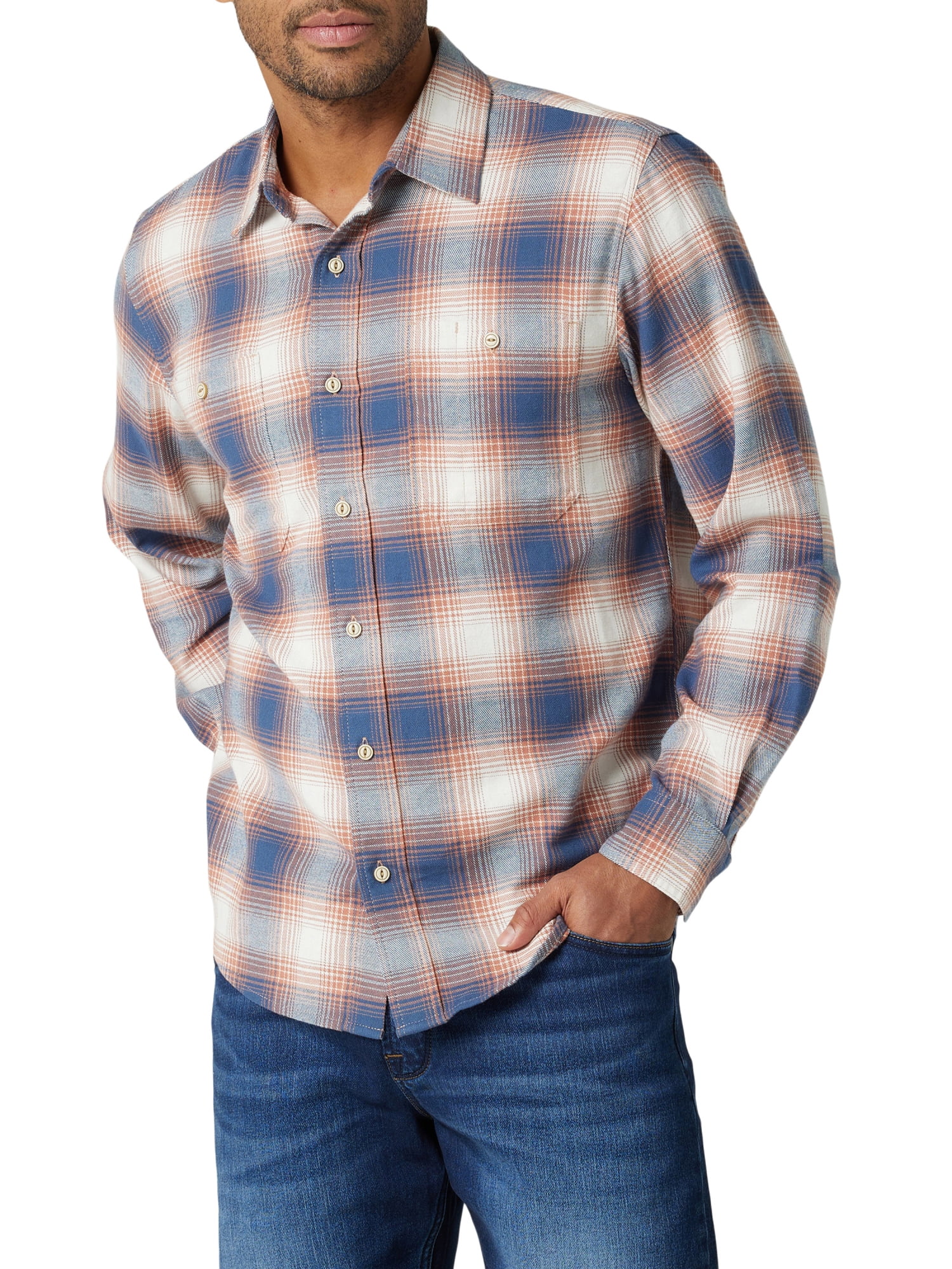 Wrangler Men's Long Sleeve Air Flannel, Sizes S-5XL - Walmart.com