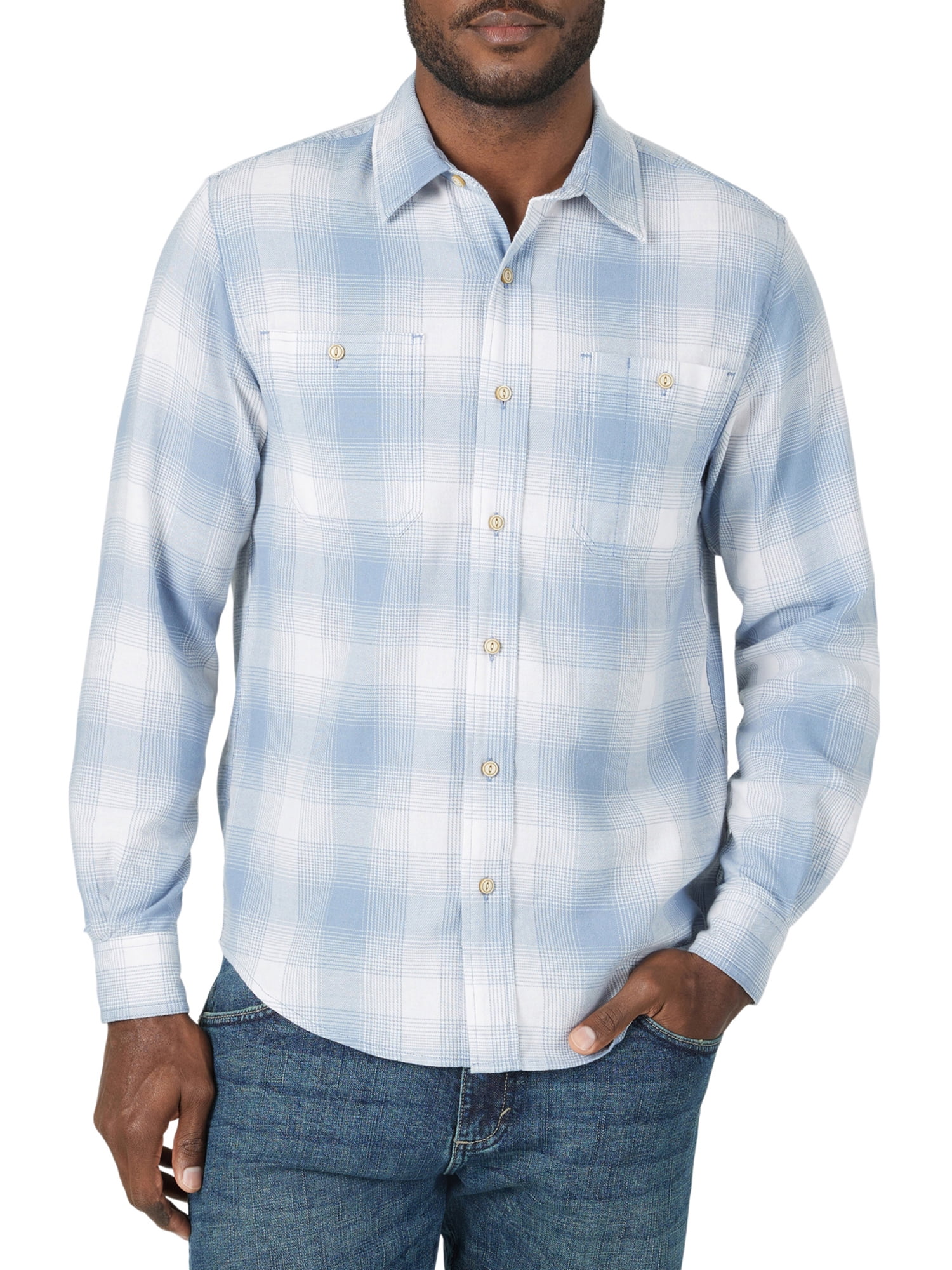 Wrangler Men's Long Sleeve Air Flannel, Sizes S-5XL - Walmart.com