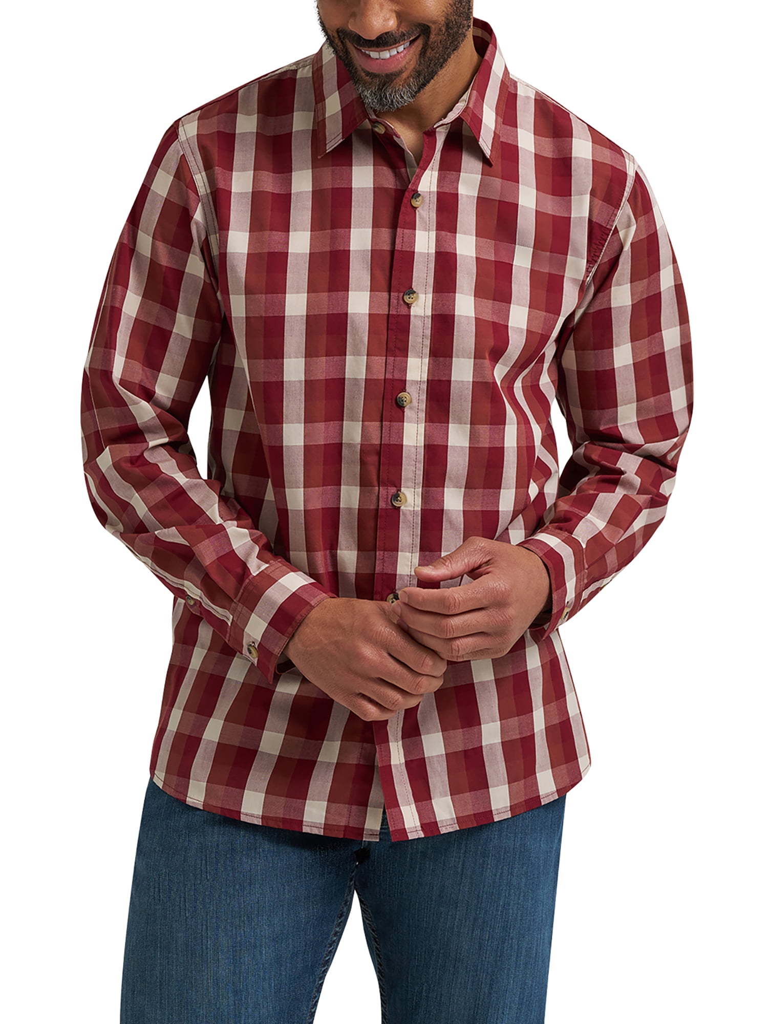 Wrangler® Men's Long Sleeve Plaid Shirt, Sizes S-5XL - Walmart.com