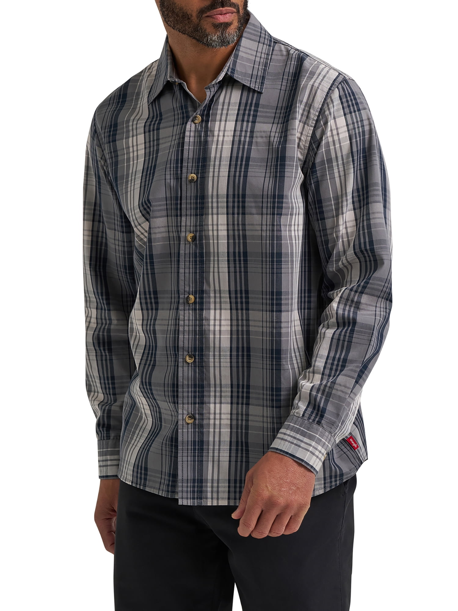 Wrangler® Men's Long Sleeve Plaid Shirt, Sizes S-5XL - Walmart.com