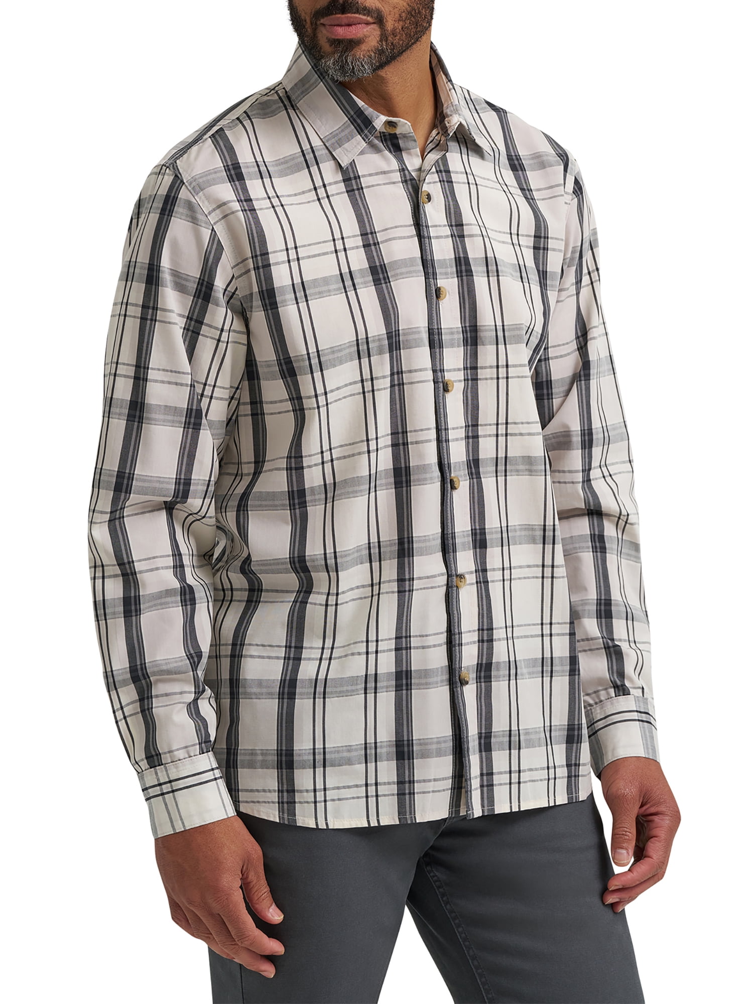 Wrangler® Men's Long Sleeve Plaid Shirt, Sizes S-5XL - Walmart.com