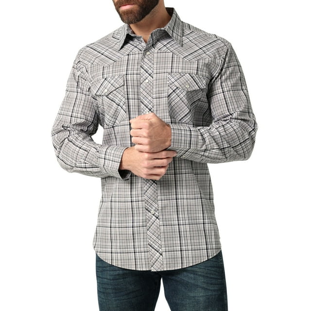Wrangler® Men's Long Sleeve Western Plaid Shirt - Walmart.com