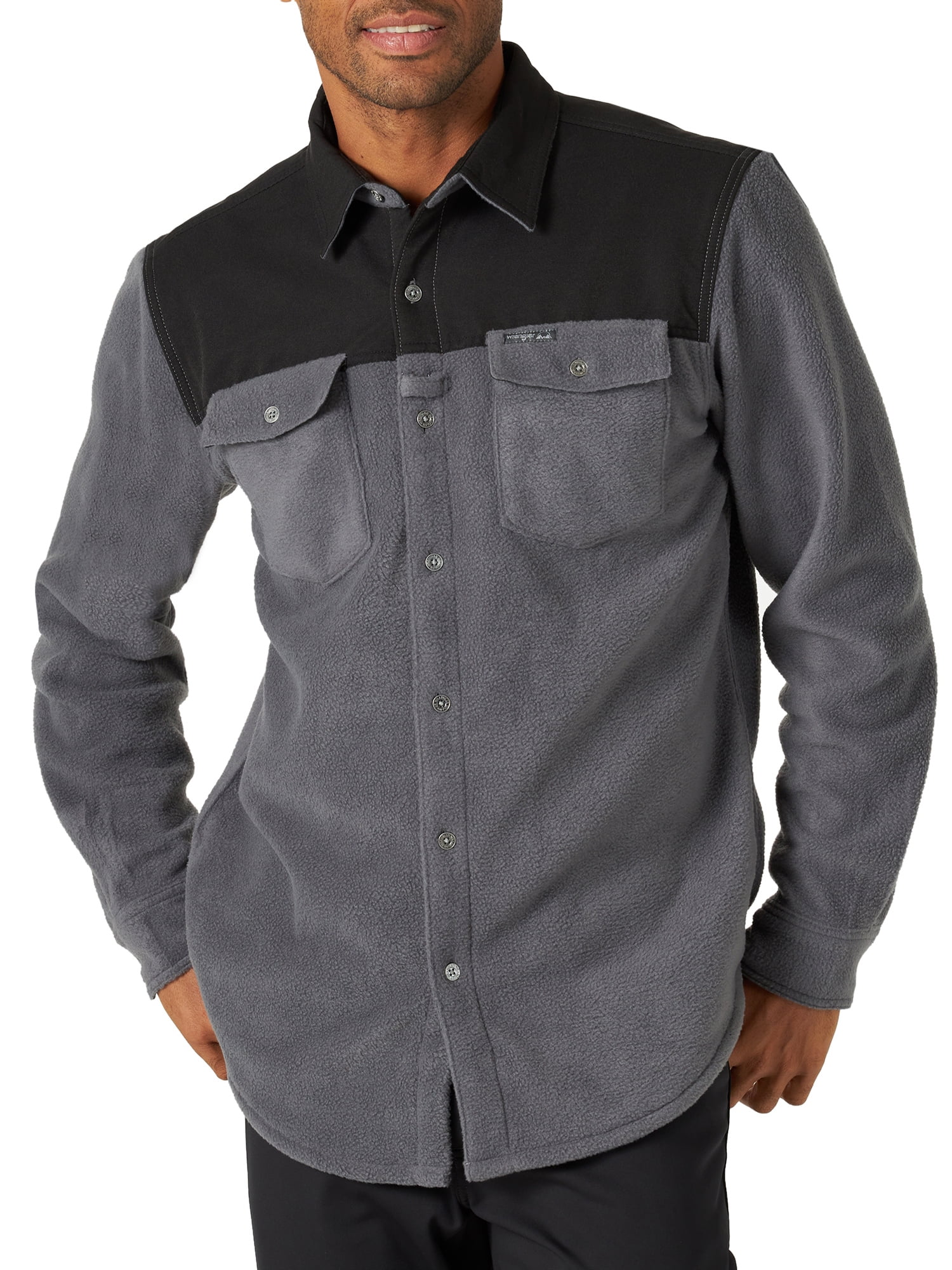 Wrangler Outdoor Overlay Fleece Shirt - Nylon Twill Overlay - Walmart.com