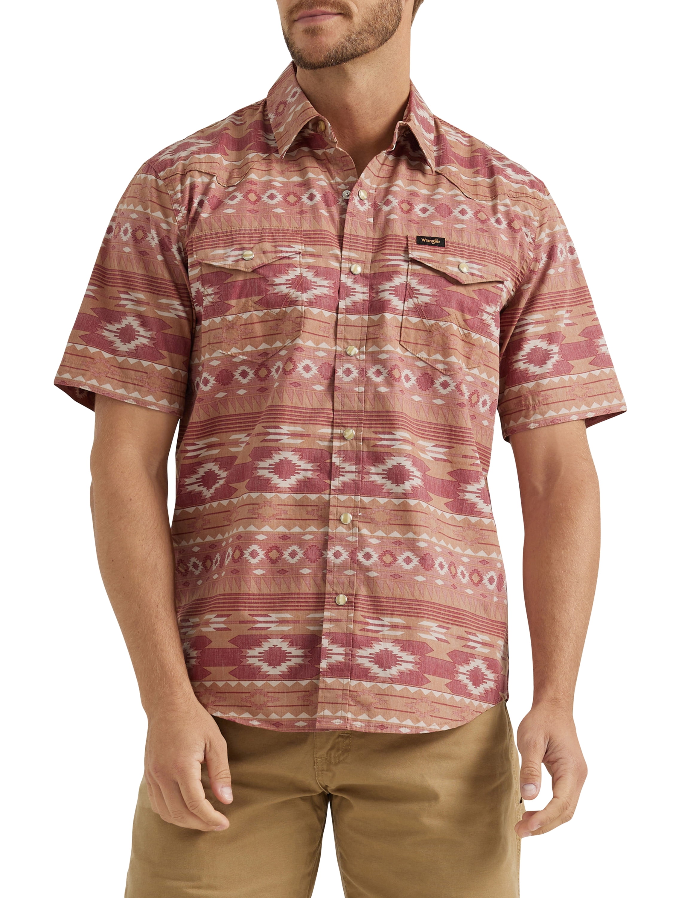 Wrangler® Men's Premium Short Sleeve Patterned Shirt, Sizes S-2XL ...