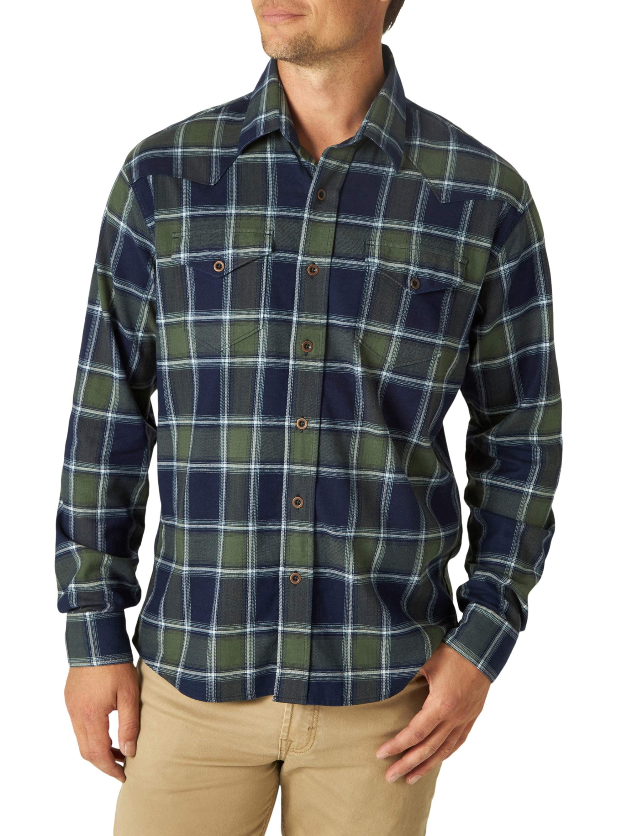 Wrangler Men's Premium Slim Fit Plaid Shirt - Walmart.com