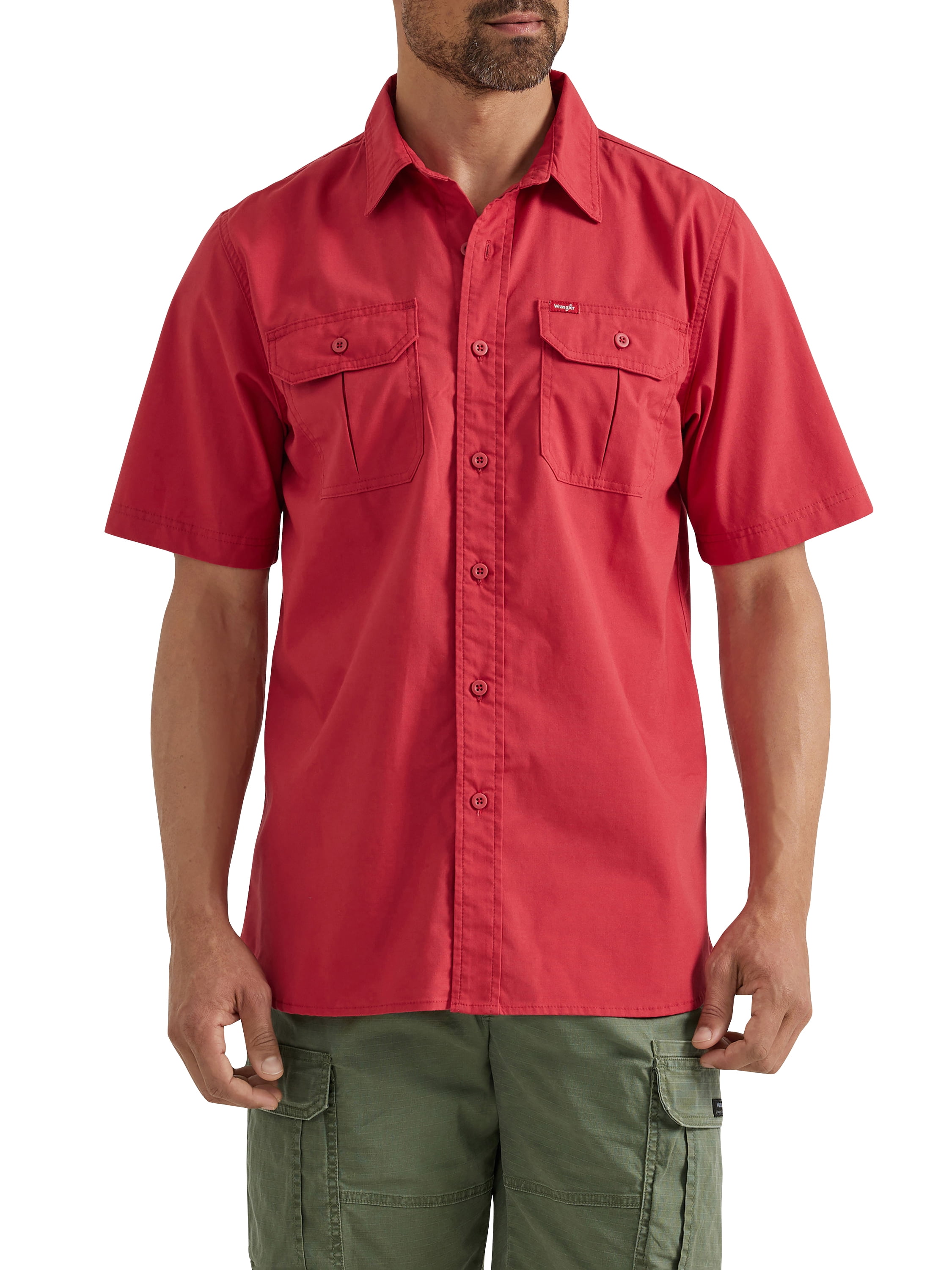 Wrangler® Men's Relaxed Fit Short Sleeve Twill Shirt, Sizes S-5XL ...