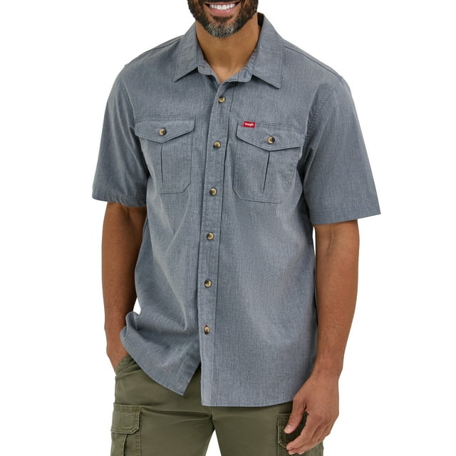 Wrangler® Men's Relaxed Stretch Short Sleeve Shirt, Sizes S-5XL ...