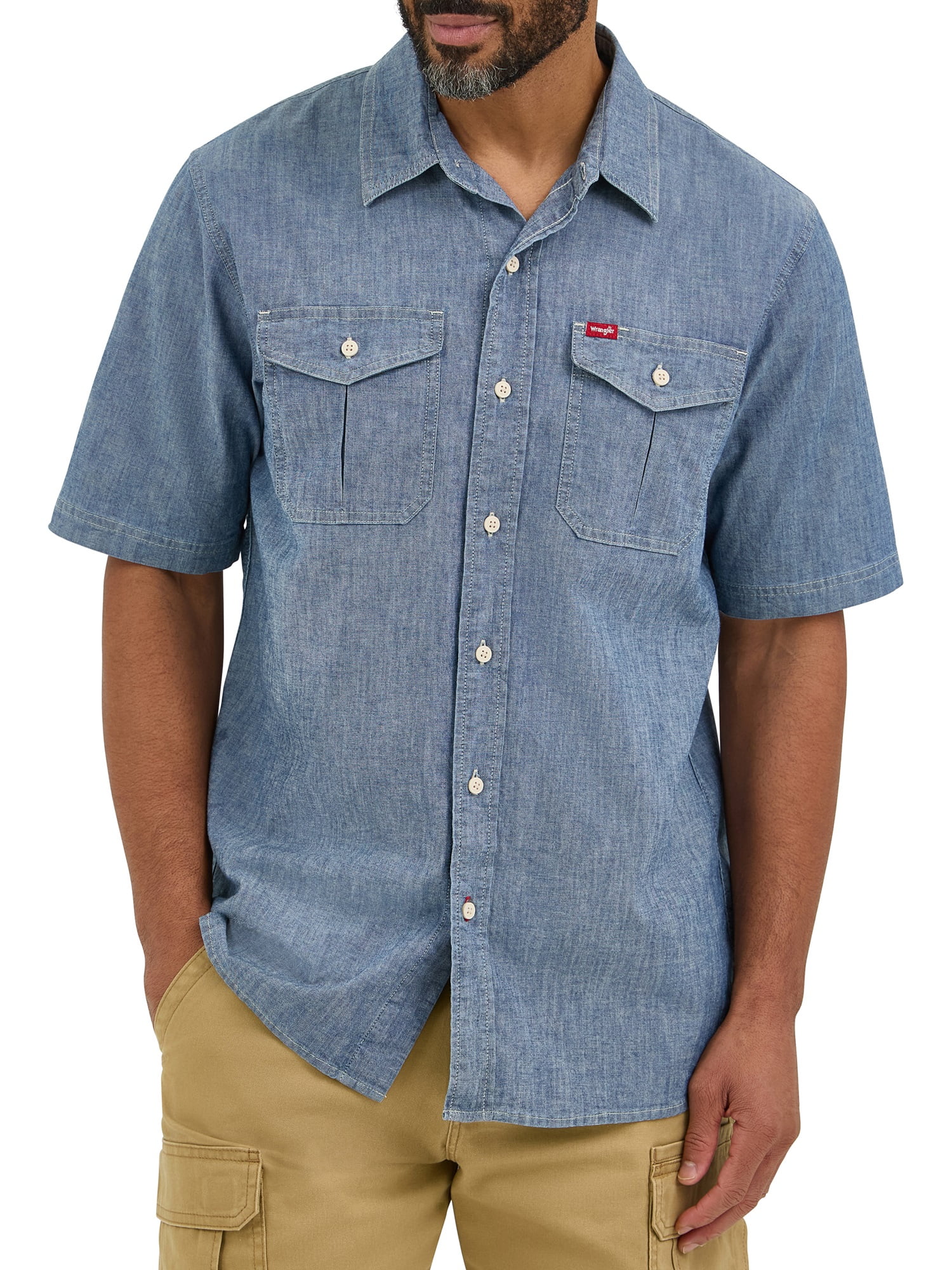Wrangler® Men's Relaxed Stretch Short Sleeve Shirt, Sizes S-5XL ...