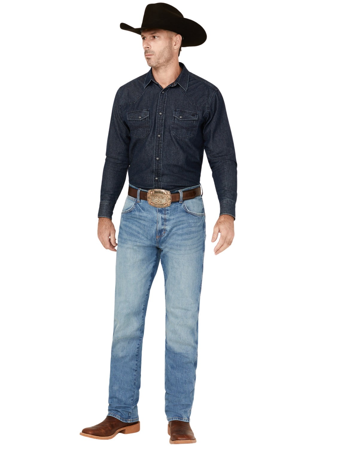 Wrangler Men's Retro Fergus Medium Wash Slim Straight Stretch Denim Jeans - 112338509 38W x 36L ...