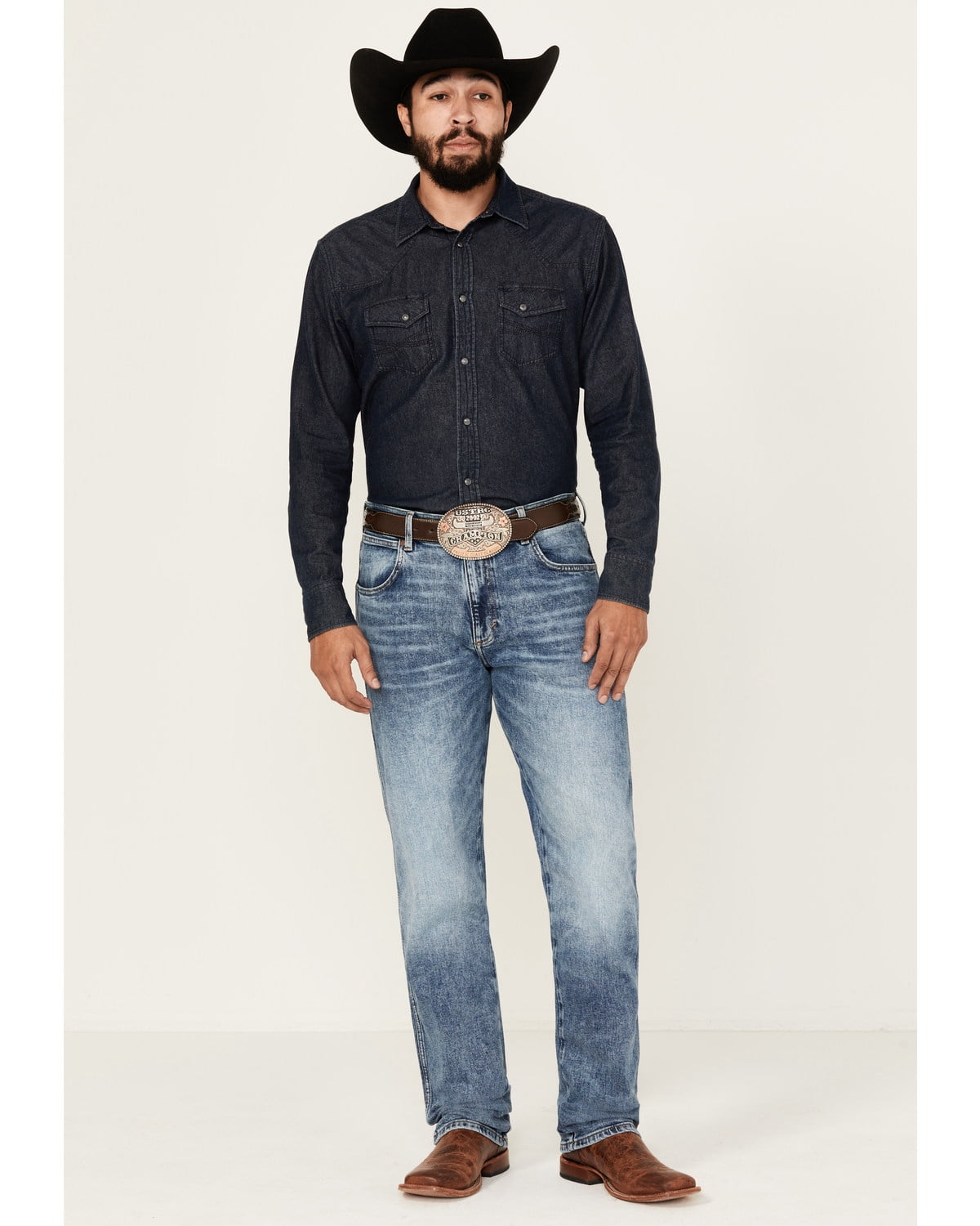 Wrangler Men's Retro Medium Wash Applewood Slim Straight Stretch Denim ...