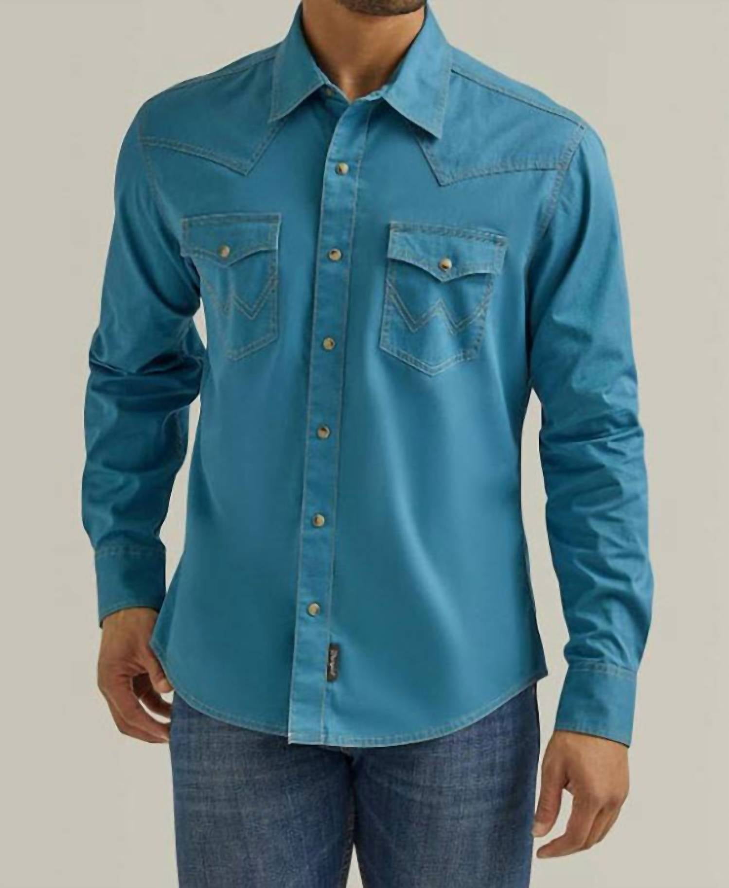 Wrangler Men's Retro Premium Solid Snap Long Sleeves - Walmart.com