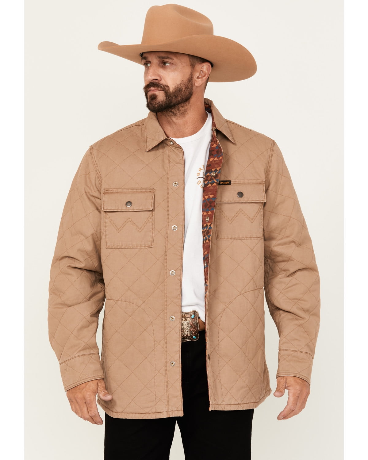 Wrangler Men's Reversible Quilted Shirt Jacket - 112353398 Medium US ...