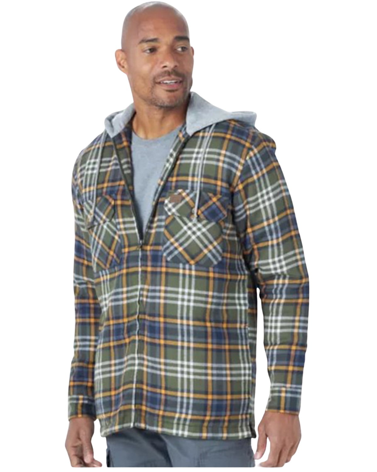 Wrangler Men's Riggs Plaid Print Hooded Zip-Front Work Shirt Jacket ...