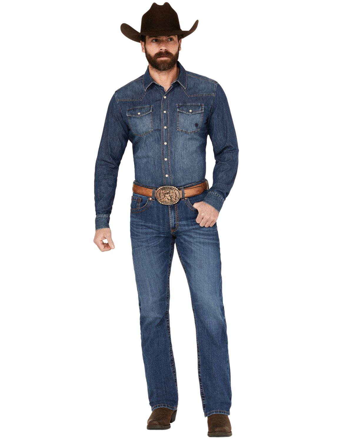 Wrangler Men's Rock 47 By Breaunvieh Light Wash Slim Bootcut Stretch Denim Jeans Light Wash 33W ...