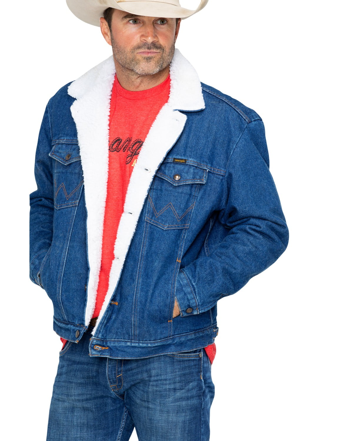 Wrangler Men's Sherpa Lined Denim Jacket Denim - Walmart Business Supplies