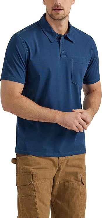 Wrangler Men's Short-Sleeve Performance Knit Polo Work Shirt Color-Navy ...