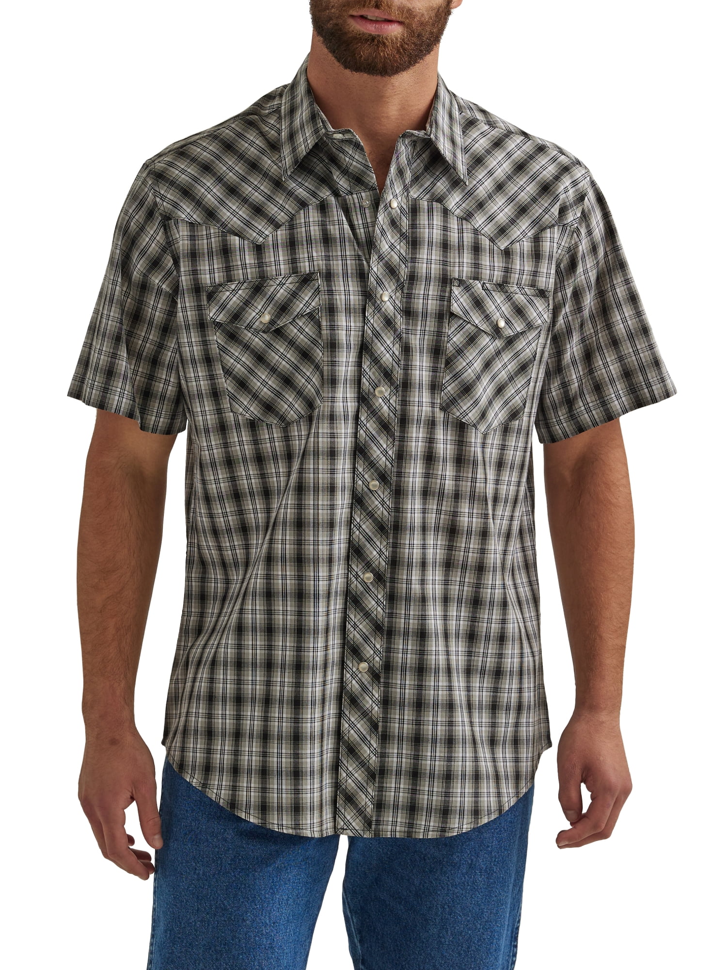 Wrangler Men's Snap Closure Short Sleeve Western Shirt, Size S-5XL ...