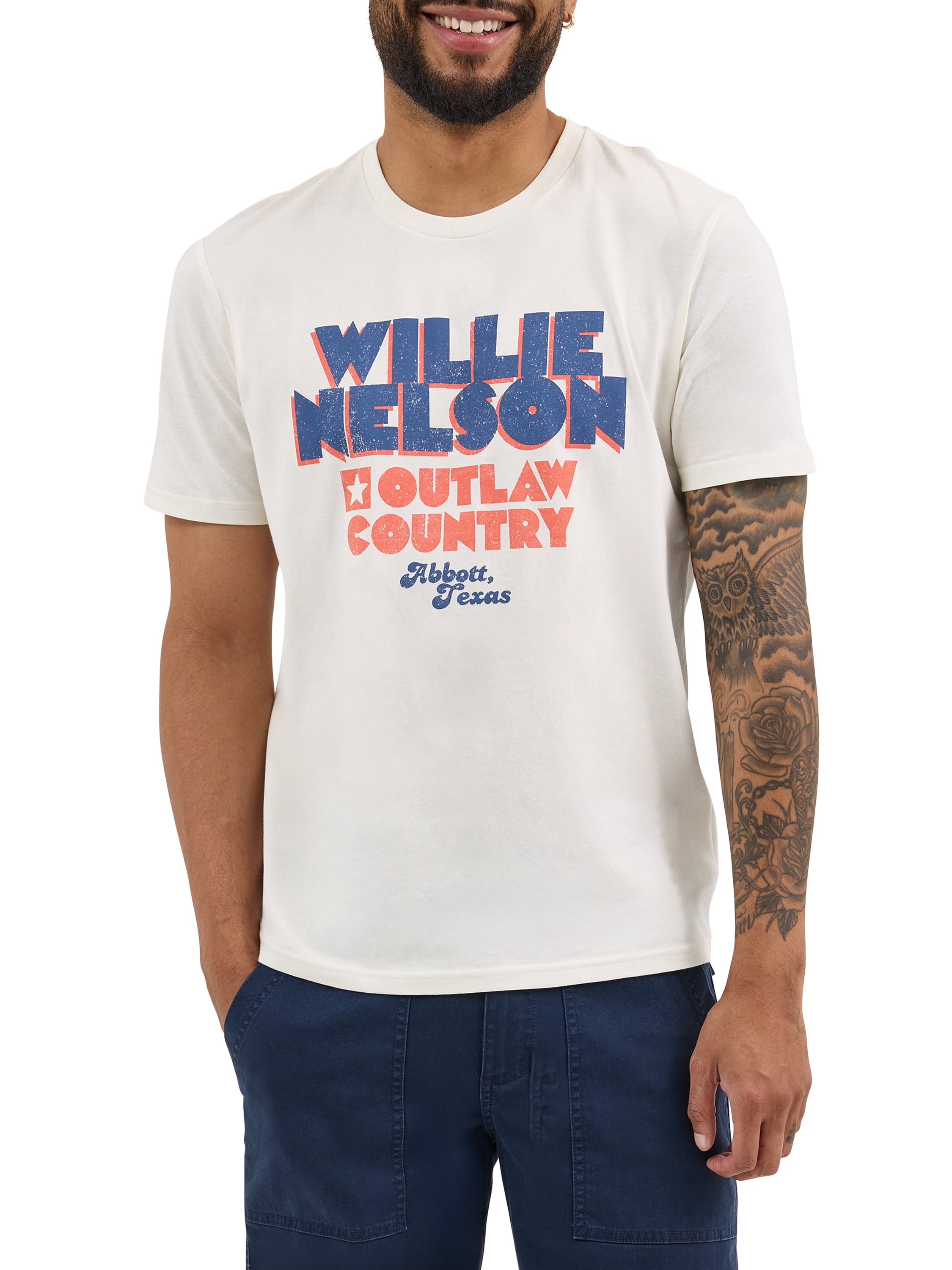 Wrangler® Men's Short Sleeve Willie Nelson Graphic Tee, S-3XL - Walmart.com