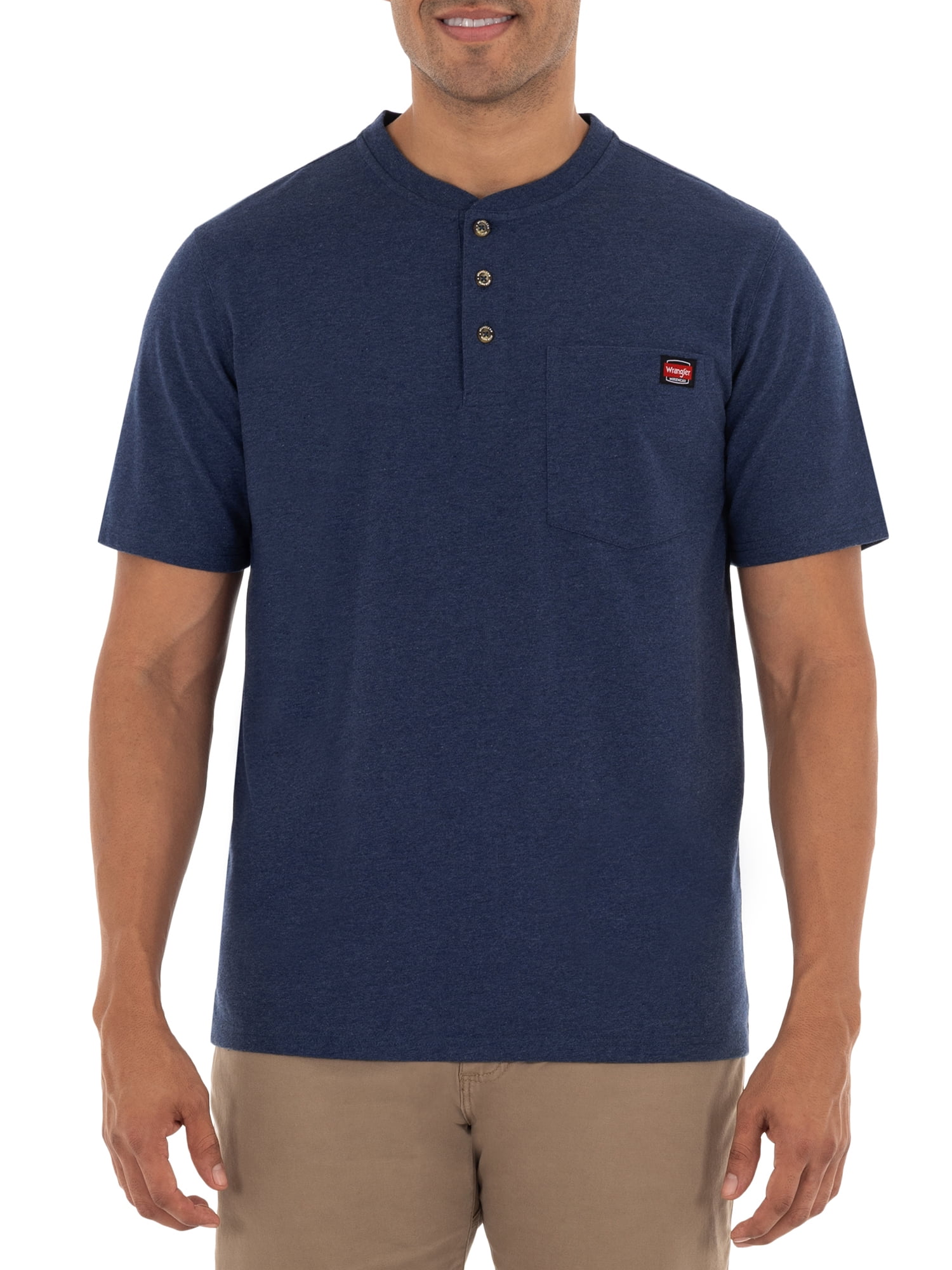 Wrangler® Men's Short-sleeve Workwear Pocket Henley Shirt - Walmart.com