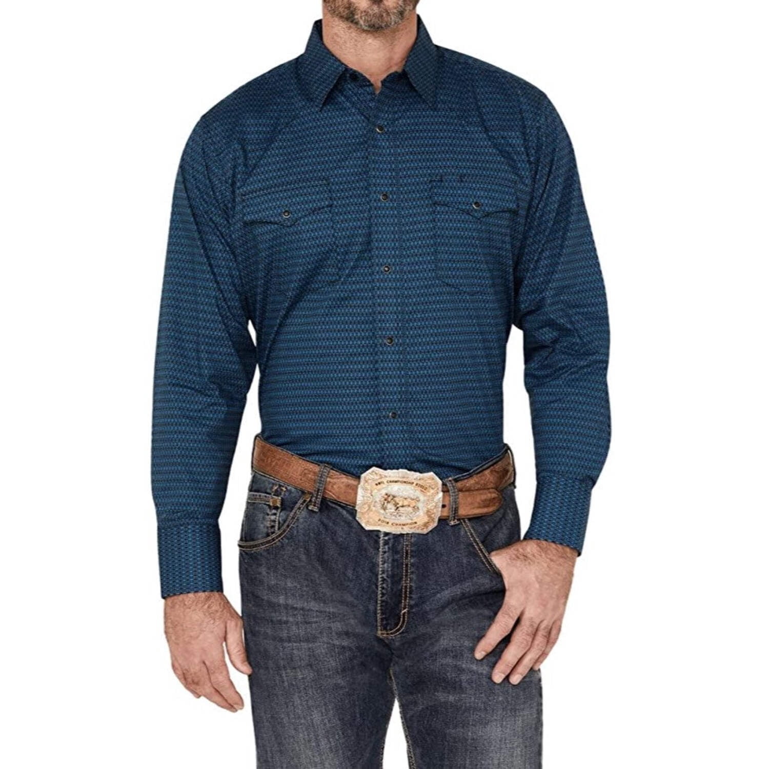 Wrangler® Men's Silver Edition Blue Southwestern Snap Shirt 112318640 ...