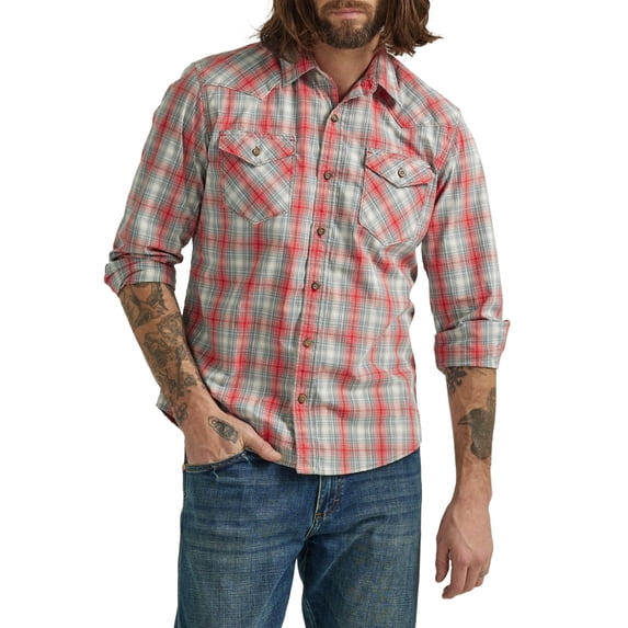 Wrangler Men’s Slim Fit Long Sleeve Woven Shirt, Sizes S-5XL - Walmart.com