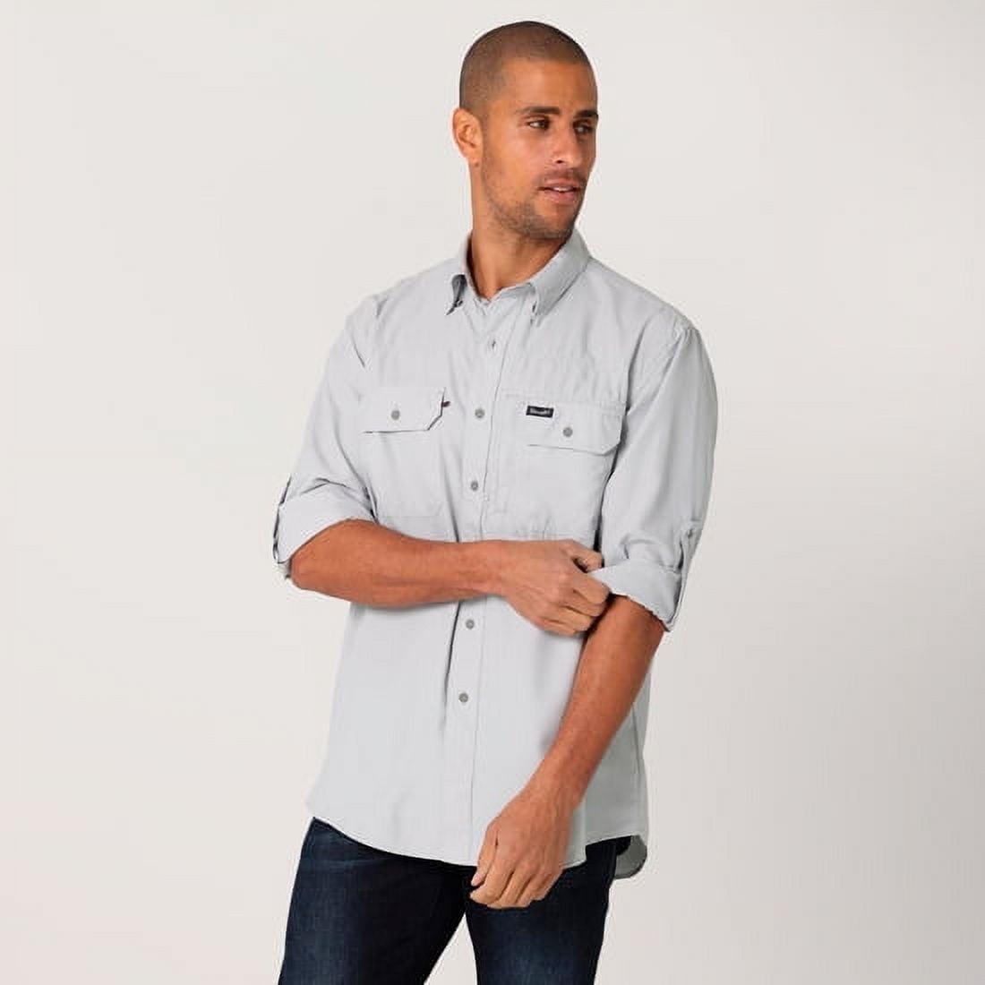 Wrangler Men's Performance Grey Button Down Shirt 112323770 - Walmart.com